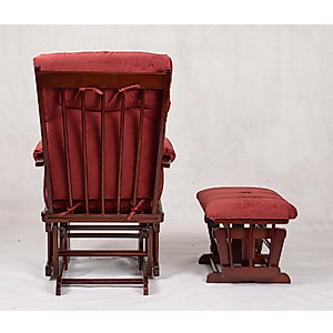 Artiva USA Home Deluxe Microfiber Cushion Cherry Wood Glider Rocker Chair and Ottoman Set (Marsala)