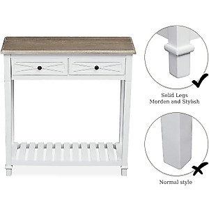 JSUN7 Console Table Sofa Table with Storage, Entrance Tables with 2 Drawers, Narrow Long Console Tables for Entryway Living Room Hallway, White