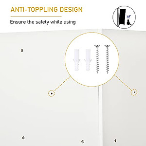 HOMCOM Kids Corner Cabinet, Cubby Toy Storage Organizer, Bookshelf Unit with Three Baskets for Playroom, Bedroom, Living Room, White