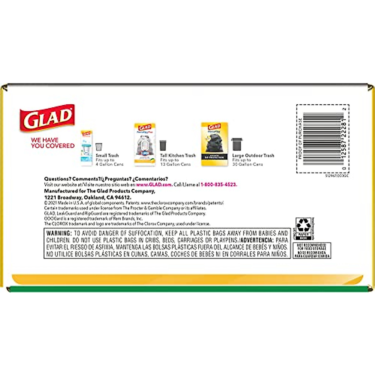 GLAD ForceFlexPlus Tall Kitchen Trash Bags, 13 Gallon Trash Bags for Tall Kitchen Trash Can, Lemon Fresh Bleach Scent to Eliminate Odors, 90 Count (Package May Vary)