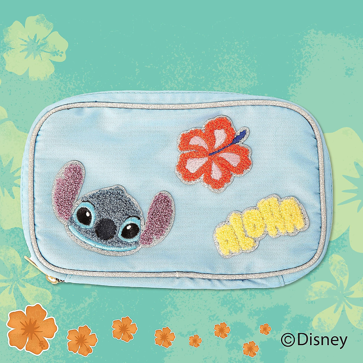 Disney Stitch Nylon Jewelry Holder Organizer with Zip Closure - Officially Licensed Jewelry Travel Organizer