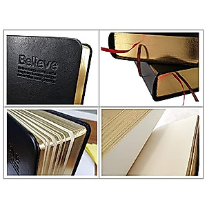 Thick Journal with Golden Rim,Blank Premium Papers,Hardcover Notebook with Black Soft Faux Leather Cover,440 Pages 220 Sheets 5x7 inches Sketchbook for Writing Drawing