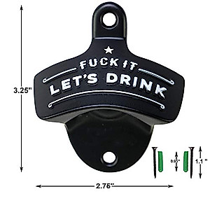 Bottle Opener Wall Mounted, Christmas Funny Wall Mount Bottle Opener for Men Dad Beer Lovers,Novelty Birthday Fathers Day with Mounting Screws Wall Anchors（1 Pack)