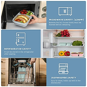 Oyeahoo 4 Pack Bento Lunch Box for Adults, 2 Compartment Meal Prep Containers Reusable, Divided Lunch Containers with Lids, Microwave & Dishwasher Safe Food Prep Containers for Lunch, Work and Travel