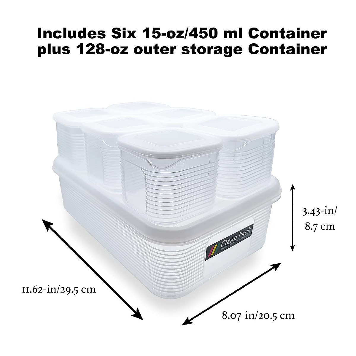 TeTeBak Food Storage Containers with Lids Airtight - 6PCS Removable Individual BPA-Free Plastic Food Containers for Pantry Organization and Storage, Stackable Meal Prep Containers Reusable (6PCS-128OZ-Meal-Prep)