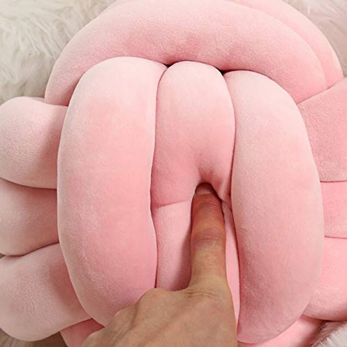 ZANYB Plush Knot Pillow Soft Decorative Throw Ball Pillows Room Decor Sofa Couch Lumbar Cushion Kids Bedroom Decoration, Wine Red, 10.6x10.6