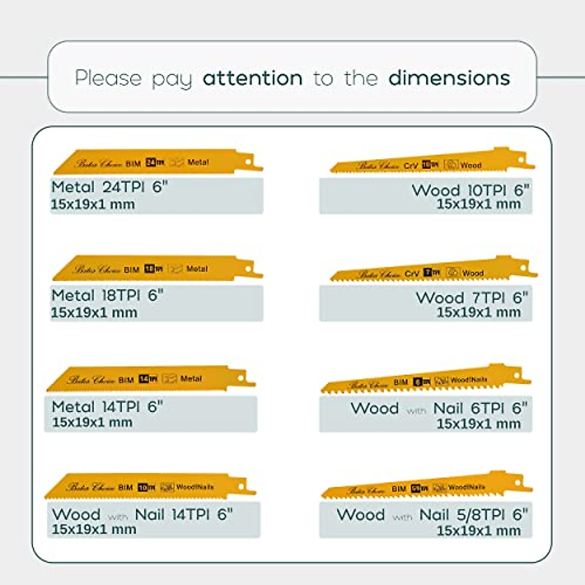 Bates- Reciprocating Saw Blades, Saw Blades, 8 Pack, Saw Blade Set, Saw Blades Metal, Saw Blades Wood, Metal Saw Blades, Reciprocating Saw Blades Metal, Reciprocating Saw Blades Wood, Sawsall