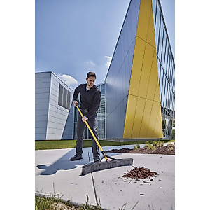 Rubbermaid Commercial Products Maximizer 36" Push to Center Push Broom, Polypropylene Fill, Black, Angled Sides, Medium Bristles for Indoor/Outdoor Multi-Surface Use