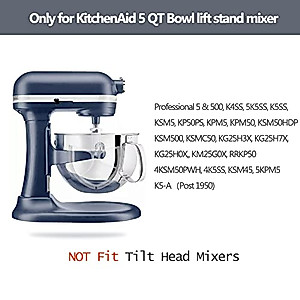 5QT Flex Edge Beater for KitchenAid Bowl-Lift Stand Mixer,5 Quart Flat Beater Paddle Replacement Asseccories Attachments with Flexible Silicone Edge Bowl Scraper