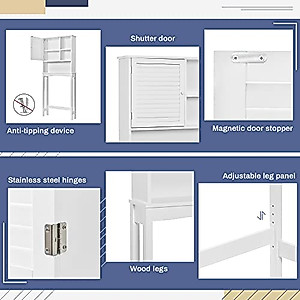 Teeker Home Over-The-Toilet Shelf Bathroom Storage Space Saver with Adjustable Shelf Collect Cabinet