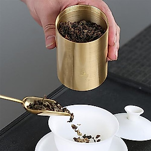 Airtight Containers Tea Canister Sealing Tea Jar Polished Tea Leaf Storage Jar Vintage Tea Canister Coffee Bean Can Copper Canister Food Container (11X6.5cm) Containers for Food