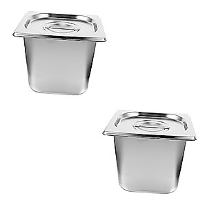 ULTECHNOVO 2pcs Hotel Pan Table Tray Deep Steam Pan Stainless Steel Chafers Stainless Steel Saucepan Table Trays for Eating Food Heater Buffet Dishes Container Buffet Simple Tray Canteen Tray