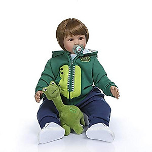 iCradle Angelbaby Reborn Baby Dolls Toddlers Twins Boy and Girl Realistic Soft Silicone 24 inch Brown Hair Newborn Child Dolls Toys Toddler Size Gifts Set 2 pcs