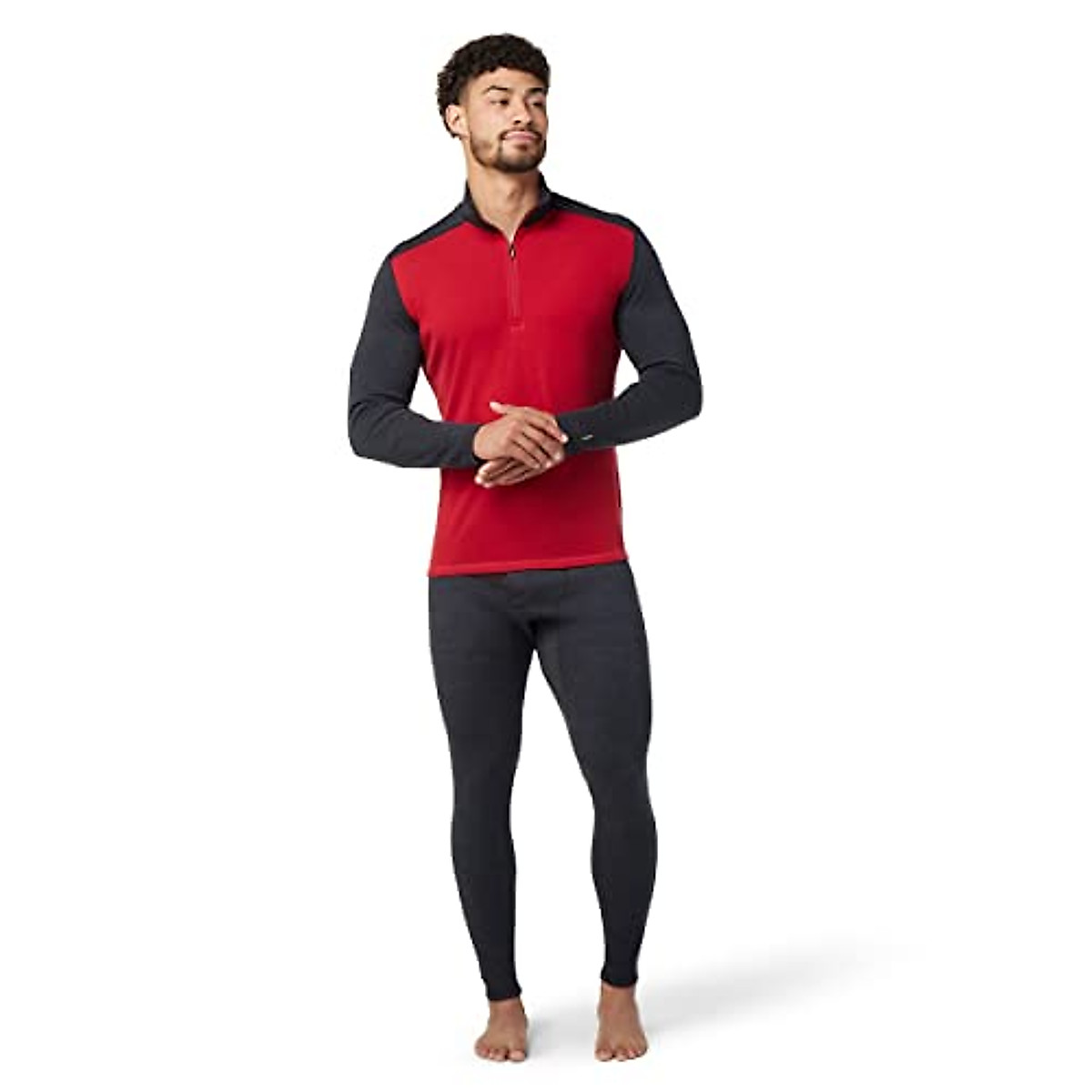 Smartwool Men's Classic Thermal Merino Wool Base Layer — Quarter Zip (Slim Fit), Rhythmic Red, Large