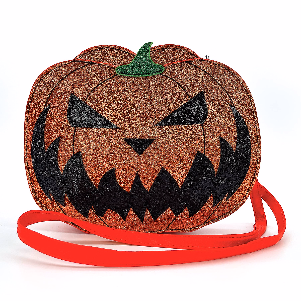 Sleepyville Critters - Halloween Purse | Pumpkin Purse | Glittery Pumpkin Cross Body Bag | Two Faced Jack O Lantern Bag