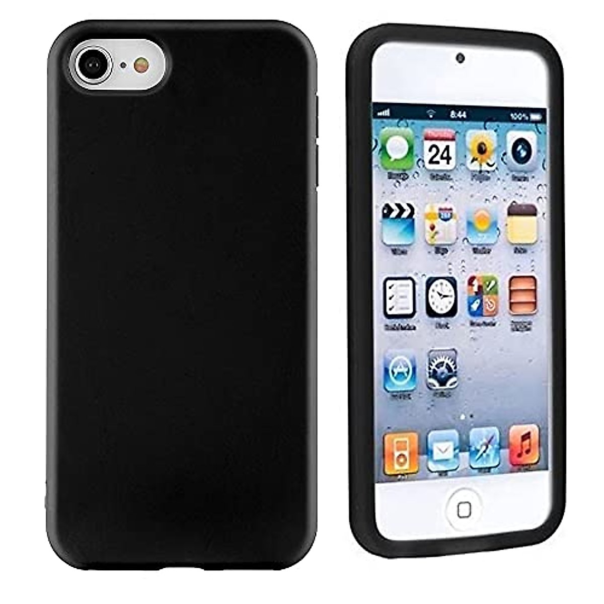 BLLQ Compatible with iPod Touch 7 Case ，iPod Touch 6 Case, iPod Touch 5 Case,Black Glossy TPU Soft Slim Light Thin Cover Skin Case Compatible with iPod Touch 5th / 6th / 7th Gen, Black