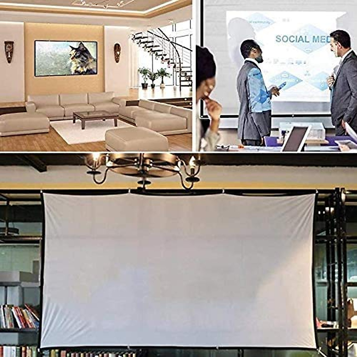 VARWANEO 4:3 Portable Projector Screen Hd Folding Anti-Folding Indoor Outdoor Movie Screen Projector for Home Office Outdoor