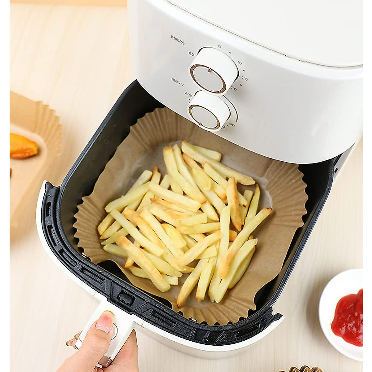 Air Fryer Disposable Paper Liner Square Parchment Paper 100 Pcs 7.9 Inch