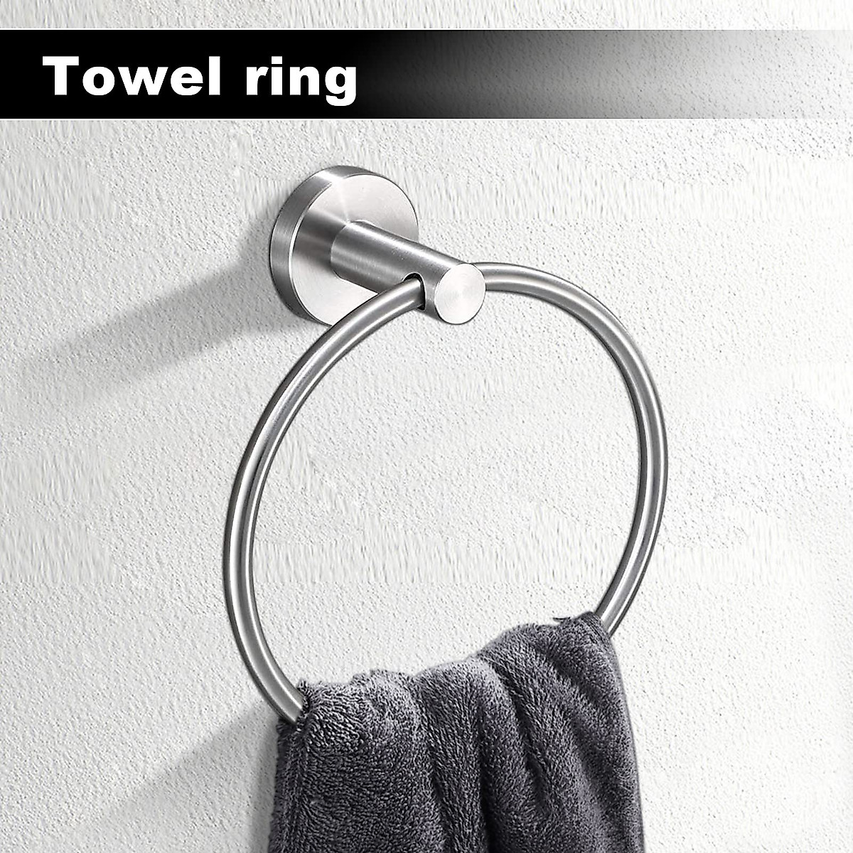 Toptowel Bathroom Towel Rack Set - 8 Pieces, Includes 2 Packs 23.6 inch Towel Bar, Hooks, Rings, Toilet Paper Holder - Brushed Nickel