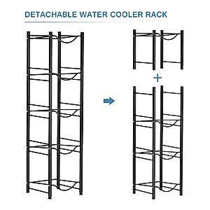 Water Cooler Jug Rack Dispenser 5 Tier Stainless Steel Heavy Duty Detachable Water Bottle Storage Shelf Organizer for 5 Gallon Water Jug Holder for Home Office Kitchen Breakroom