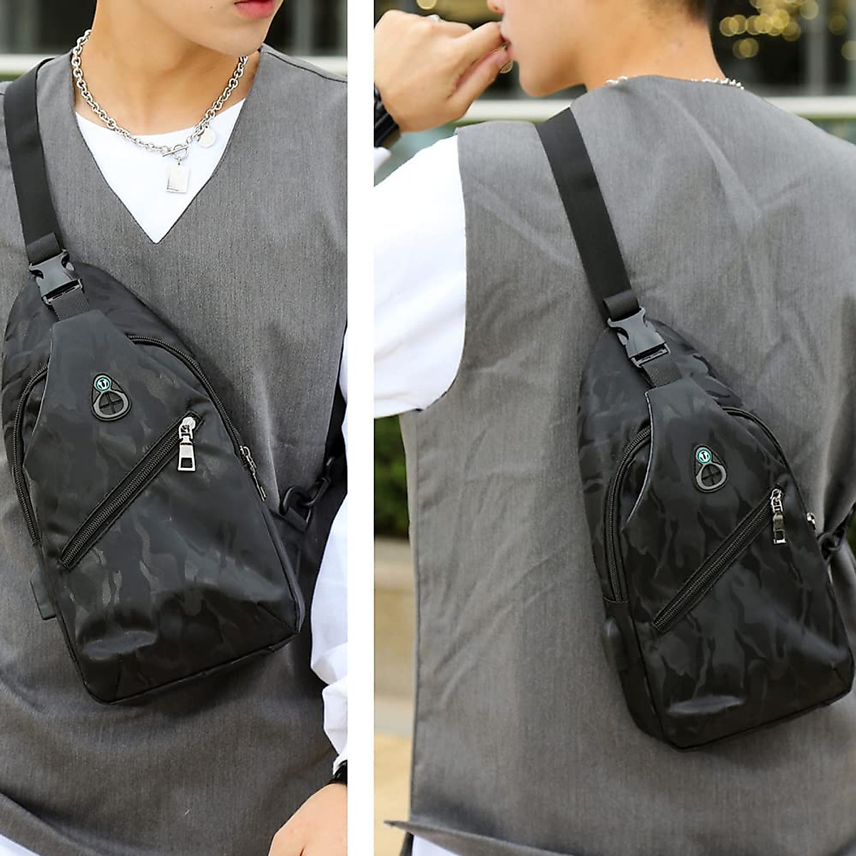 Ohenjoy Sling Bag Unisex Lightweight Crossbody Backpack Chest Pack Casual Daypack Water-Repellent in Nylon