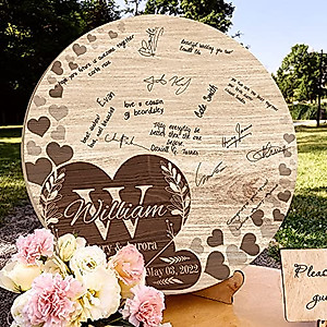 MUCHNEE Personalized Wedding Guest Book Alternative, Customized Decoration Idea for Weddings Engagement Elegant Party, Rustic Guestbook Wood Love Sign with Custom Name Ceremony Date & Family Name
