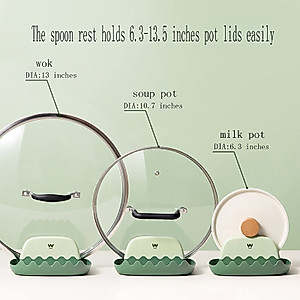 Utensil Rest Holder for Kitchen Cooking, Heat-Resistant, BPA-Free Spoon Rest & Spoon Holder, Creative Kitchen Spatula Rest Organizer for Ladles, Tongs, Forks (Green)