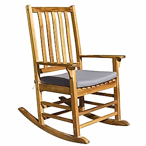 DELORM Acacia Wood Rocker Chair, Indoor/Outdoor Wooden Rocking Chairs, Porch, Deck, Patio, & Balcony Furniture by Patio Wise