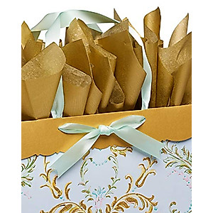 Papyrus 18" Jumbo Gift Bag with Tissue Paper (White and Gold) for Weddings, Birthdays, Bridal Showers, 50th Anniversary and All Occasions (1 Bag, 4-Sheets)