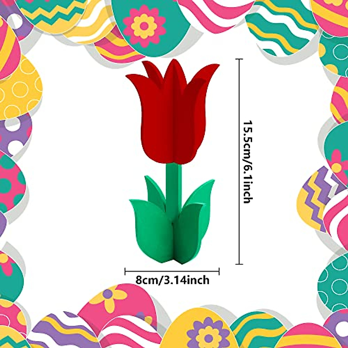 8 Pieces Farmhouse Tulips Tiered Tray Decor- Wooden Tulips Table Decorations, Spring Centerpieces Craft Ornaments for Home Farmhouse