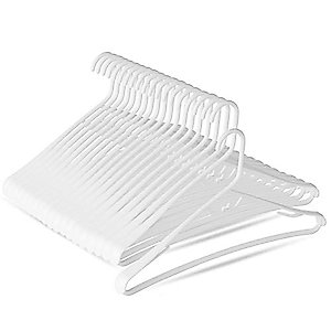 Heavy Duty Wide Suit Hangers for Coats, Sweaters, and Jackets - Pack of 20 Wide Shoulder Hangers with Accessory Hooks for Hanging Ties and Belts - Keeps Clothes in Shape and Saves Closet Space