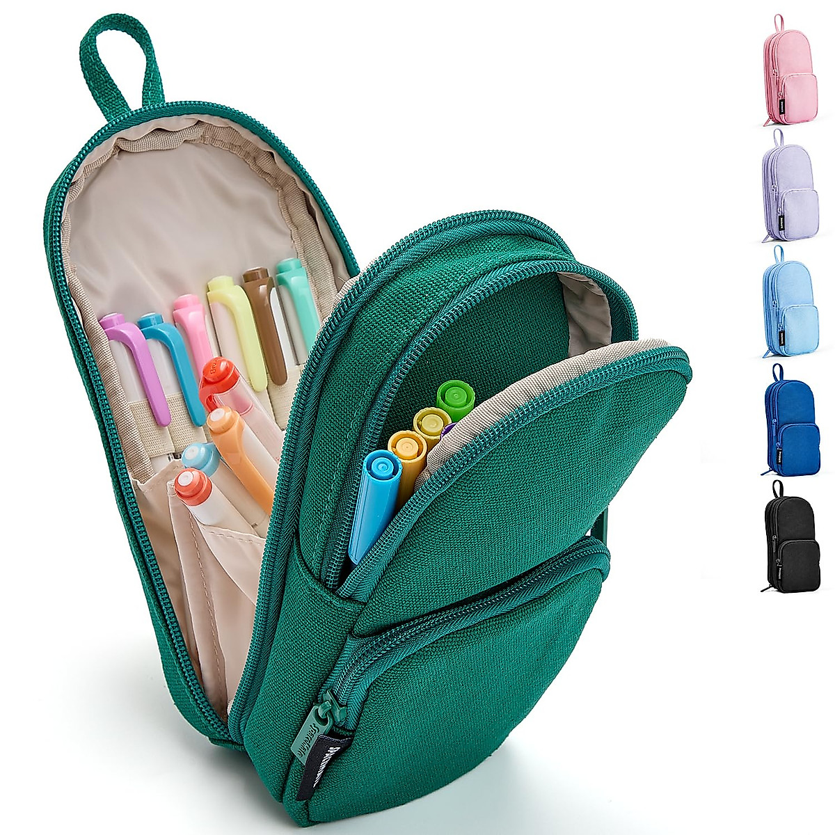 SPACEMATE Cute Pencil Case Pouch Bag School Supplies for Girls and Boys, Heavy Duty Canvas Aesthetic Pen Case, Large Big Capacity Zipper Stationery Bag, Green, 1400ml