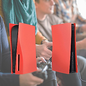 PS5 Faceplate Console Replacement Cover for Disk Console DOBEWINGDELOU Face Plate Shell Hard Shockproof Skin Case for PlayStation 5 Disc Console ABS Anti-Scratch Dustproof Replacement Plate Red