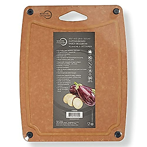 Mercer Culinary Composite Cutting Board-11.75" X 9.25",W/SIL Feet/Channel, Large, Tan