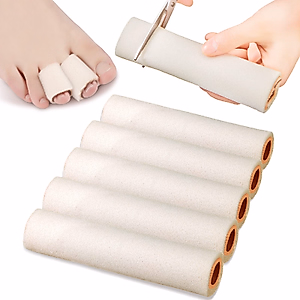 6 Pieces Foam Toe Sleeves Foam Tube Toe Protectors Toe Bandages for Toe Foam Sleeve or Toe for Bunion, Hammer Toe, Callus Corn, Bliste (Beige, Medium)