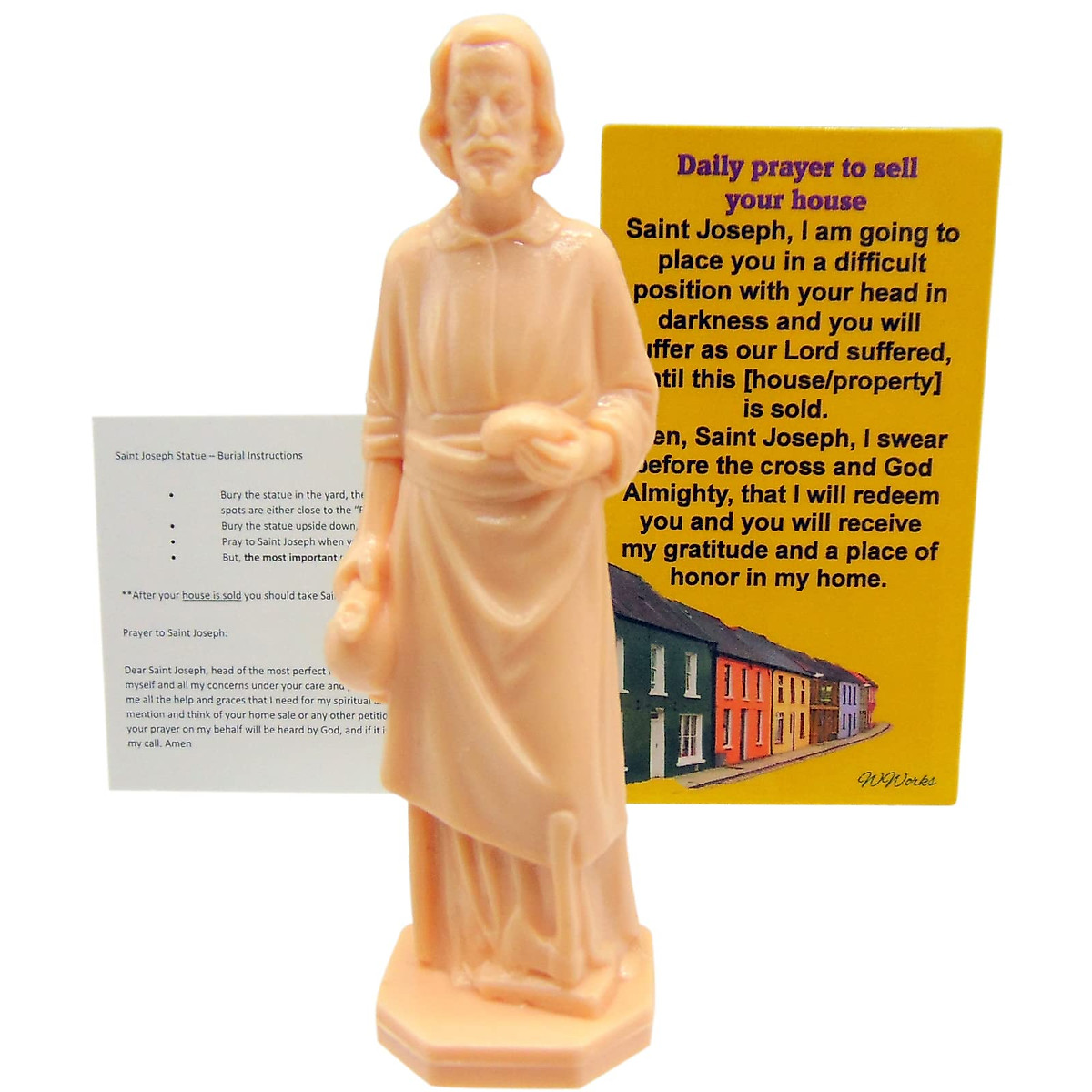 St Joseph Statue Home Selling Kit with Magnetic Holy Card for Refrigerator with Instruction Card Real Estate Patron Saint Pack