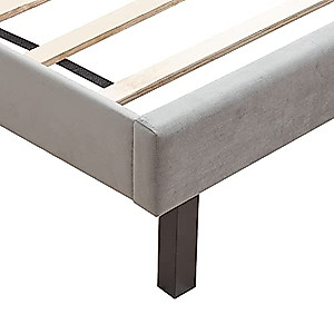 HAUSHECK Upholstered Platform Bed Queen Size, Queen Bed Frame with Button Tufted Nailhead Trim Headboard, Wood Bed Frames for Kids, Teen & Adults, Wooden Slats Support, No Box Spring Needed