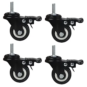 Brake Stem Casters, Heavy Duty Thread Castor Wheels, Moving Caster Wheels Swivel Wheels Threaded Stem Caster Wheels,Replacement Caster Swivel Furniture Wheels Floor Protecting Office Chair,4 Pieces ca