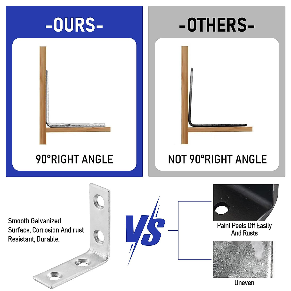 40 Pack L Bracket Corner Braces, Small Metal L Brackets for Wood, 1.5 inch Steel Joist Right Angle Brackets for Wood Shelves Chair Drawer Cabinet with Screws, Zinc Plated HOME MASTER HARDWARE