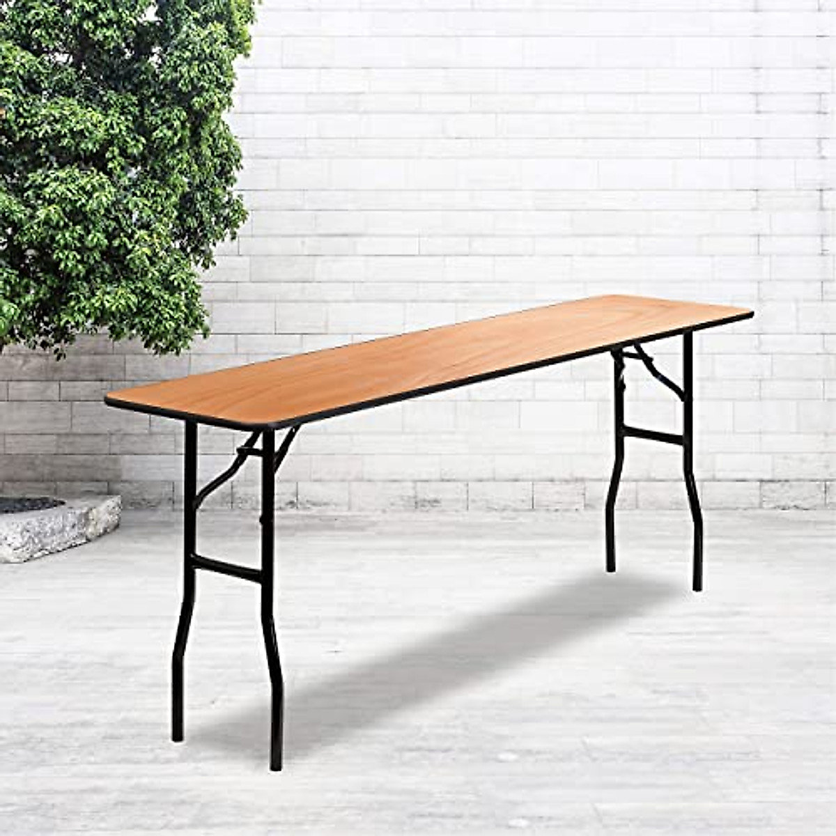 Flash Furniture Gael 6-Foot Rectangular Wood Folding Training / Seminar Table with Smooth Clear Coated Finished Top