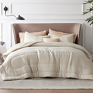 Bedsure Queen Comforter Set - Cooling and Warm Bed Set, Linen Reversible Bedding for All Season, 3 Pieces, 1 Queen Size Comforter (88"x88") and 2 Pillow Cases(20"x26")