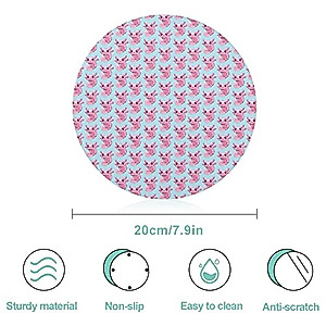 Pink Axolotl Printed Round Cutting Board Glass Chopping Blocks Mats Food Tray for Home Kitchen Decoration