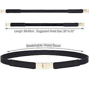 EAONE Skinny Belts for Women 5 Pack, Fashion Women Belts Stretch Plus Size Women Waist Belt Elastic Waist Band for Women Dresses, 5 Style