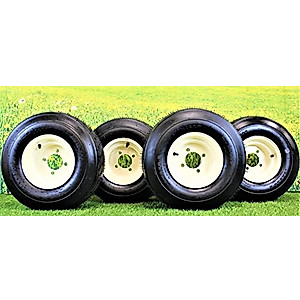 Antego Tire & Wheel 18x8.50-8 Tires on 8x7 Beige/Tan Wheel Assemblies for Golf Carts and Lawn Mowers (Set of 4)