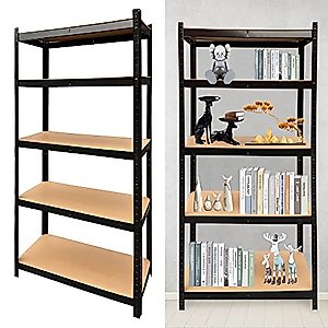 AUTOFU Boltless Metal Shelves for Workshop/Shed/Garage/Kitchen/Office/Warehouse/Basement, 5 Tier Storage Shelving Unit Freestanding Storage Racking 59x28x12inch(H*W*D)