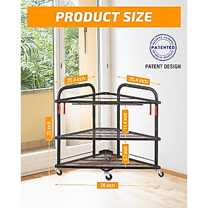 PLKOW Yoga Mat Storage Rack, Home Gym Storage Rack for Yoga Mat, Foam Roller, Resistance Bands, Yoga Block and Dumbbells, Rolling Workout Storage Rack with Wheels and Hooks, Powder Coated Finish Steel