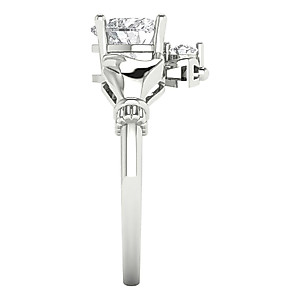 1.06 Ct Brilliant Heart Cut Clear Simulated Diamond 14K White Gold Solitaire Claddagh Engagement Promise Bridal Ring Size 4