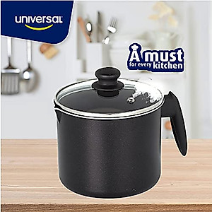 Universal 1.6Qt Nonstick Milk Pitcher Jar with Glass Lid, Aluminum construction