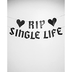 xo, Fetti RIP Single Life Glitter Banner - Black, 5 Ft. | Bachelorette Party Decorations, Fun Bach Backdrop, Bride or Die, Gag Gift