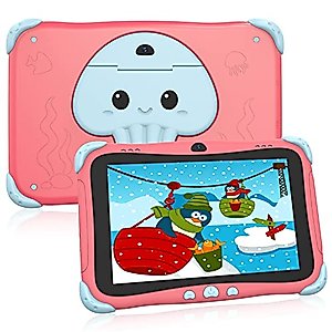 Kids Tablet 8 inch Android Toddler Tablet 2GB 64GB Tablet for Kids App Parent Control Kids Learning Tablet WiFi Dual Camera With Shockproof Case, Netflix, YouTube, for Boys Girls, ages 3-16, Red